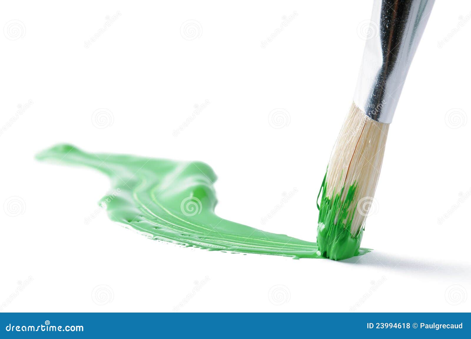 Artist Brush and Hand Drawn Green Line Stock Photo - Image of ...