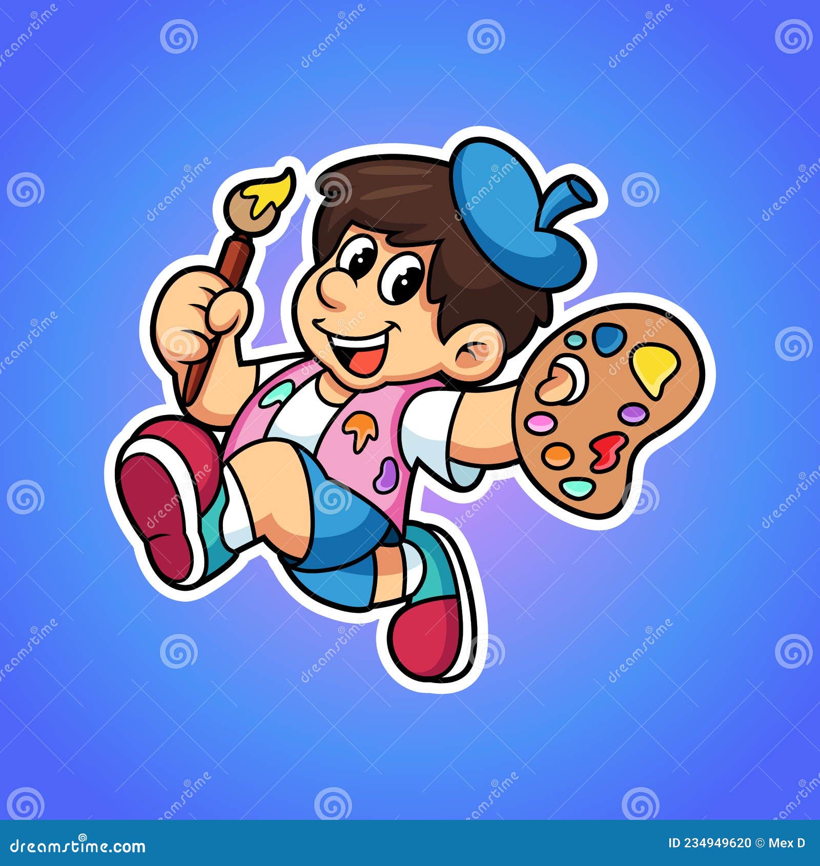 Artist Cartoon with Funny Pose Cartoon Stock Vector - Illustration of ...