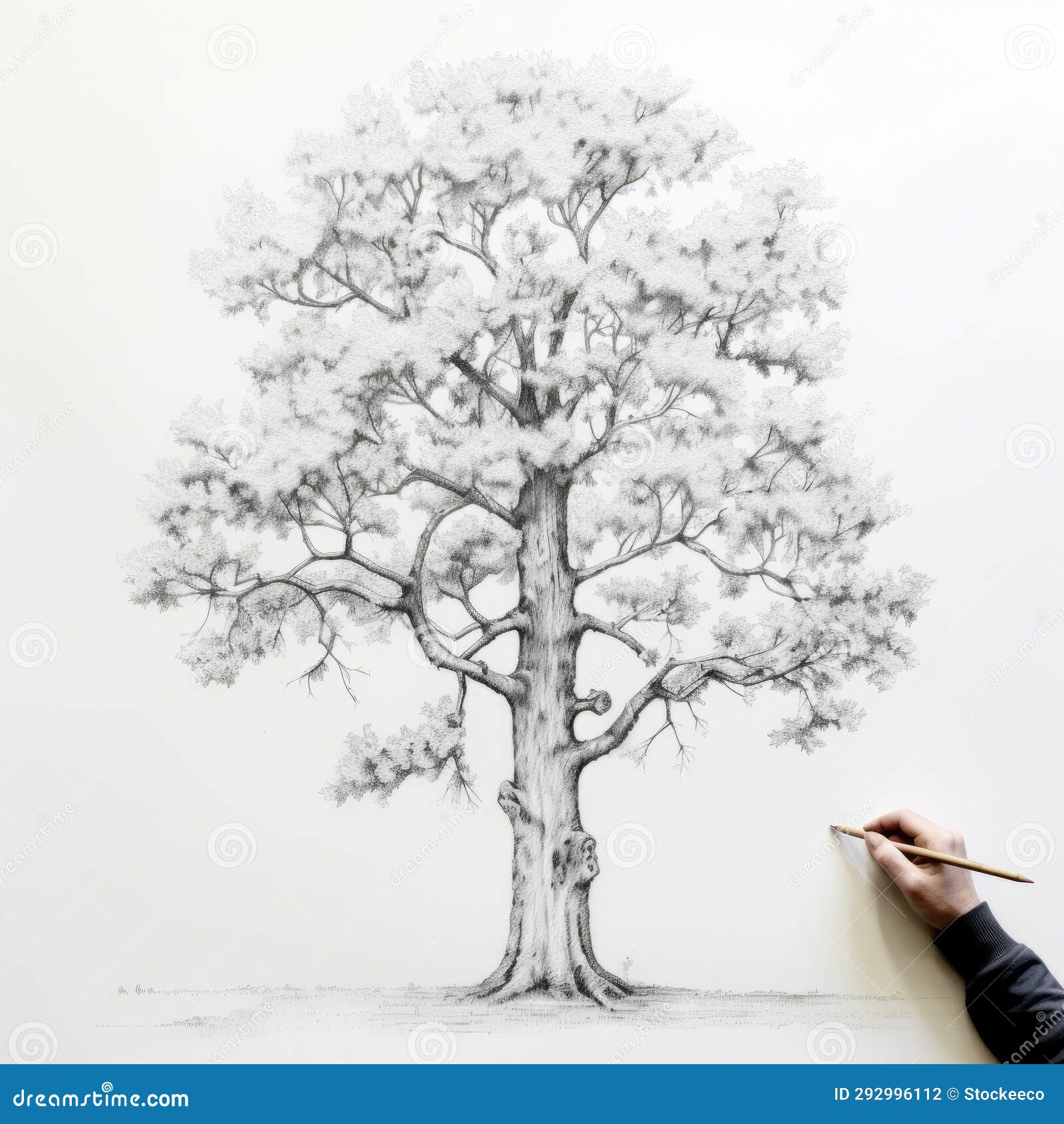 Hyperrealistic Illustration of a Child Drawing a Sycamore Tree Stock ...