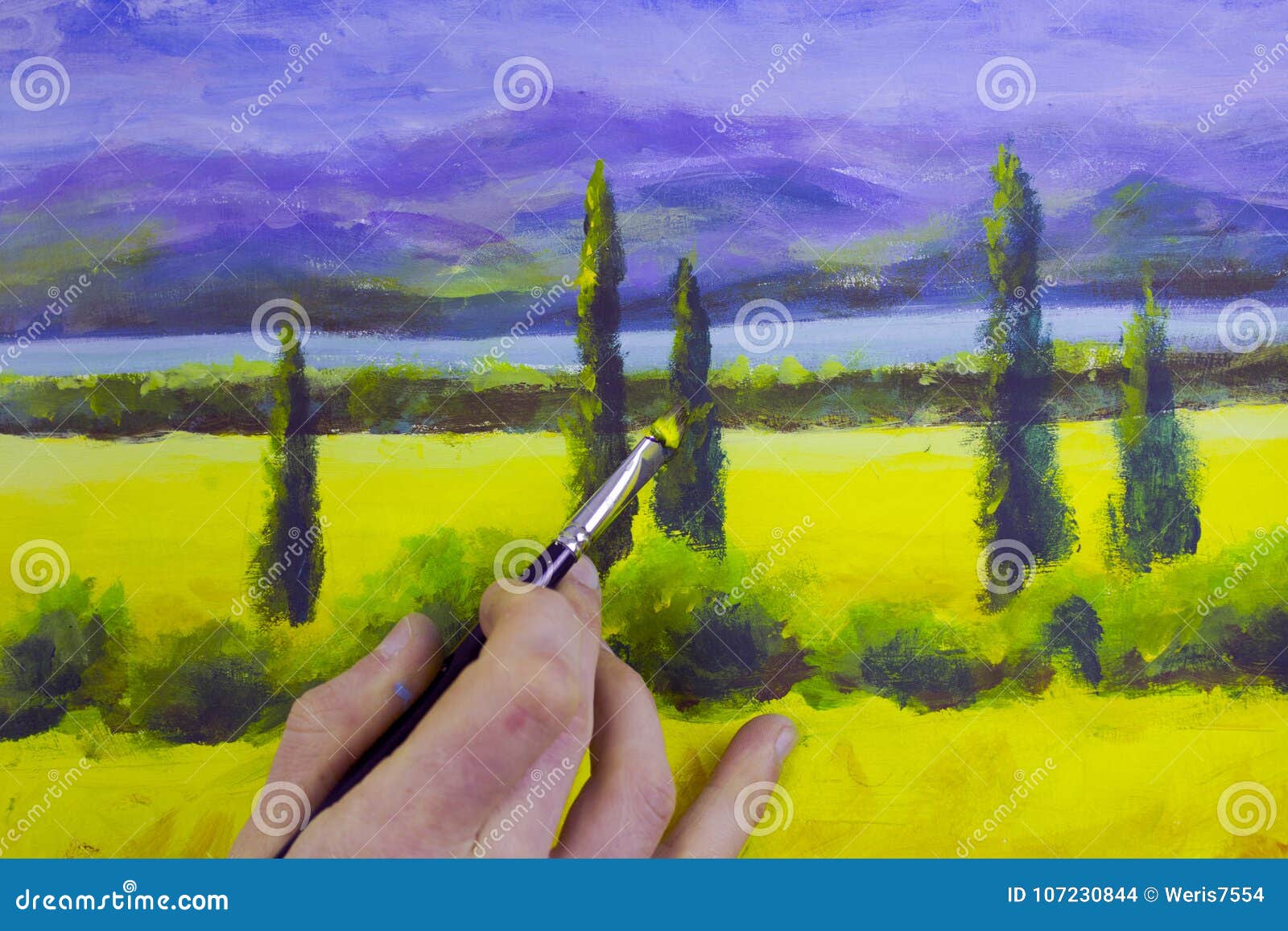 Artist Create Painting on Canvas Stock Illustration - Illustration of ...