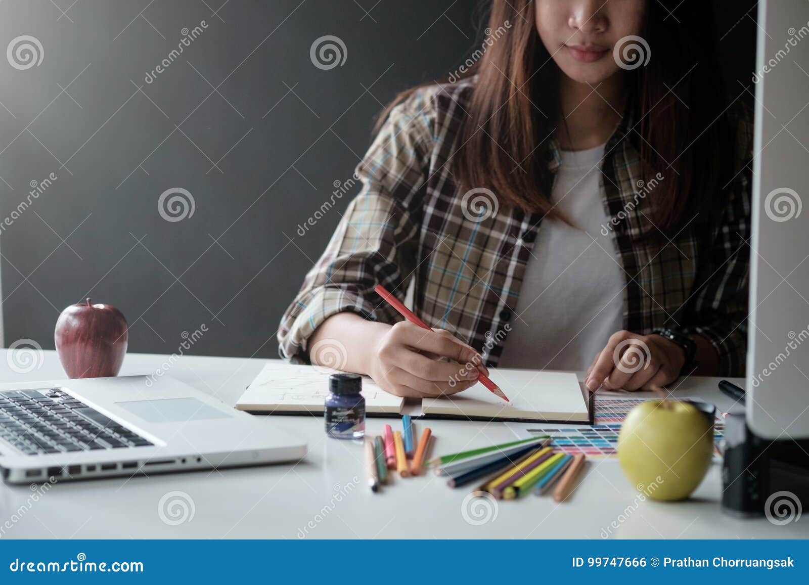 Artist Creative Graphic Designer Working on Creative Desk. Stock Photo ...