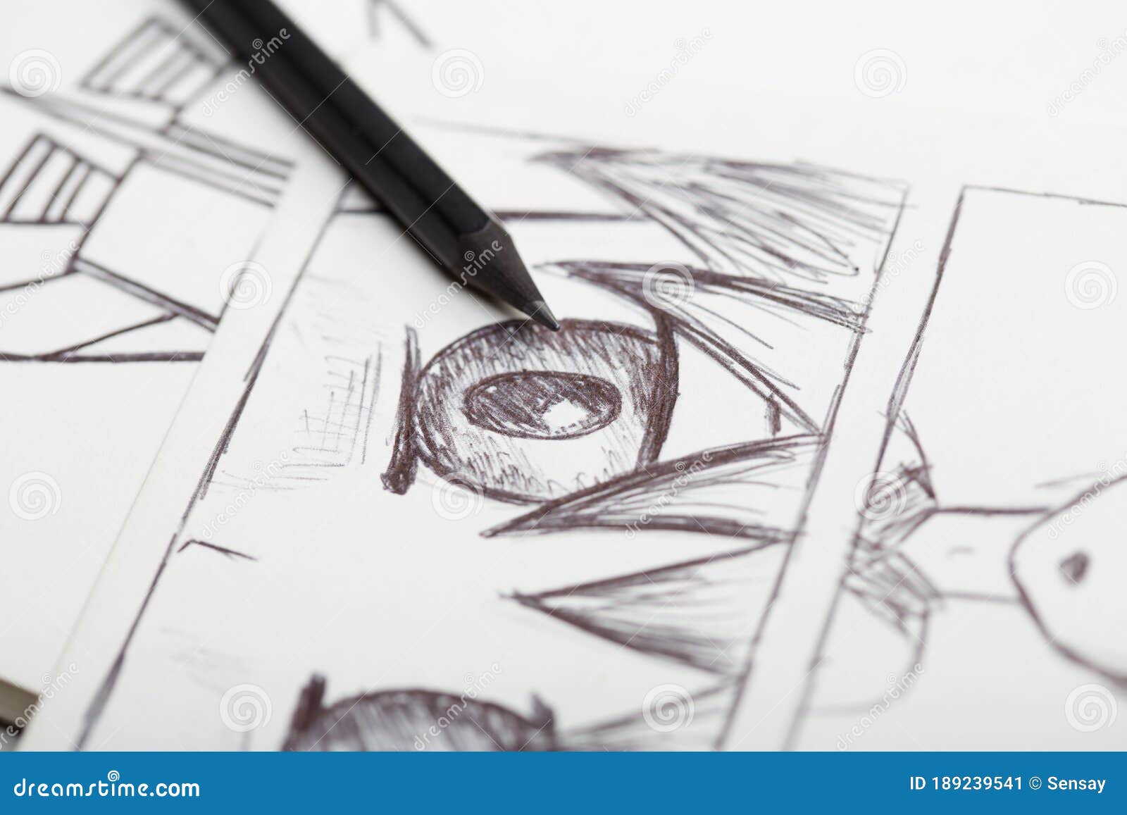 Artist Drawing an Anime Comic Book in a Studio Stock Image - Image of ...