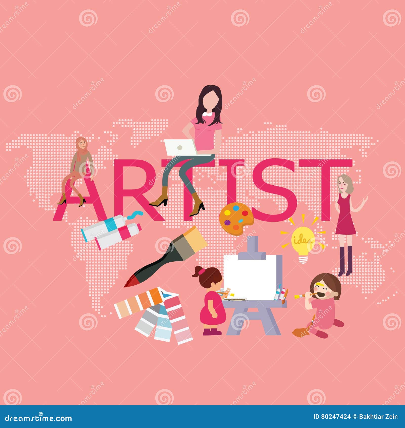 Artist Drawing since Kids Become Graphic Designer Painting Stock Vector ...