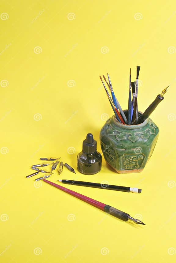 Artist Drawing Tools in a Holder Stock Image - Image of artist ...