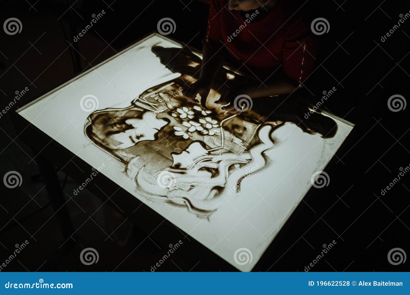 Sand Animation, Drawing Sand Closeup, Girl Drawing An Angel On The Sand ...