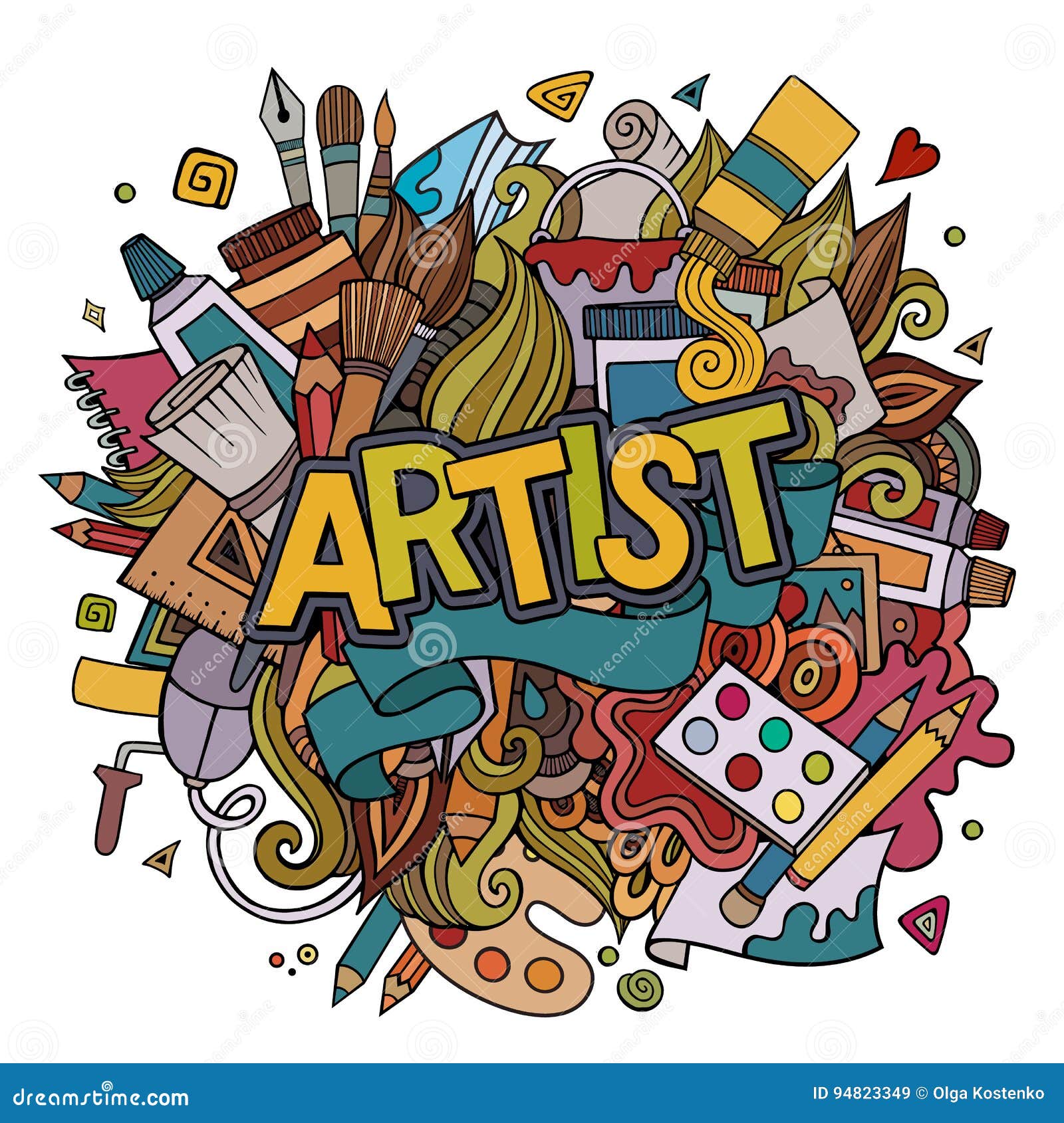 Artist Hand Lettering and Doodles Elements Emblem Stock Vector ...