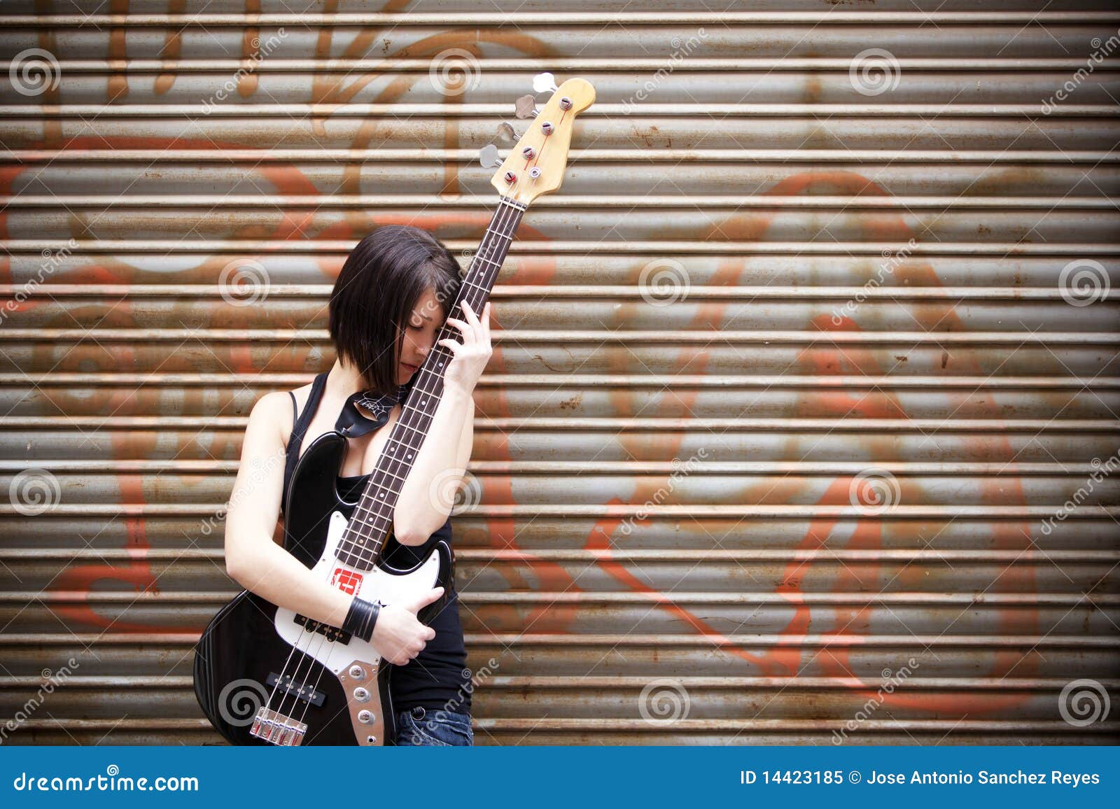 Artist with her instrument stock image. Image of embracing - 14423185