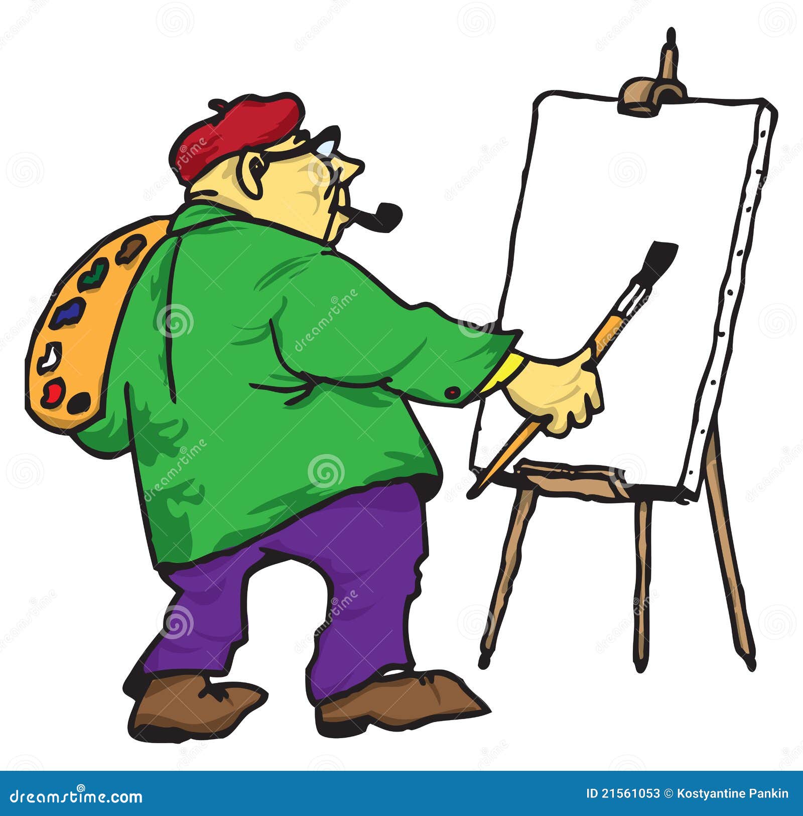 The artist with his easel stock illustration. Illustration of palette ...