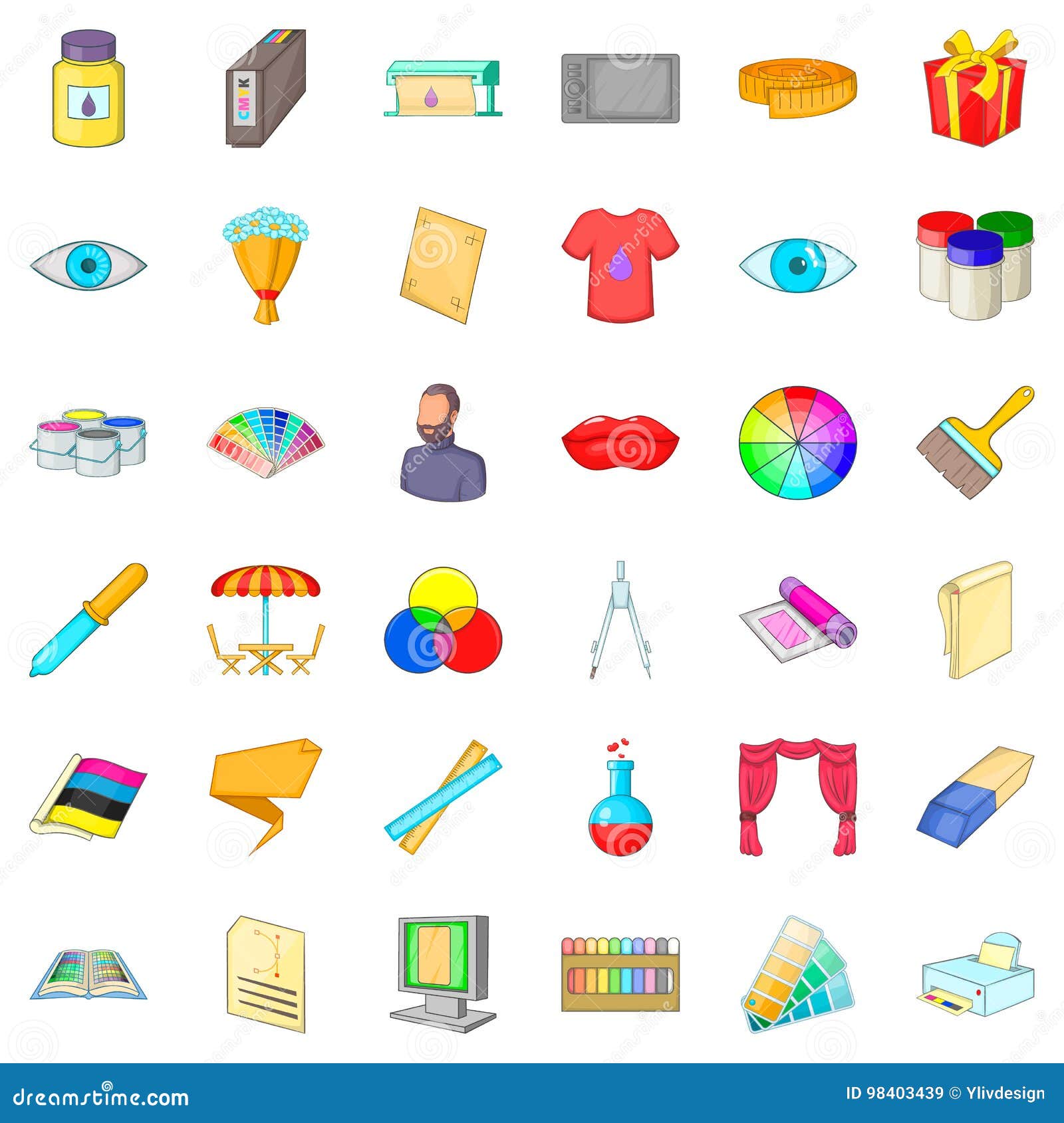 Artist Icons Set, Cartoon Style Stock Vector - Illustration of artist ...