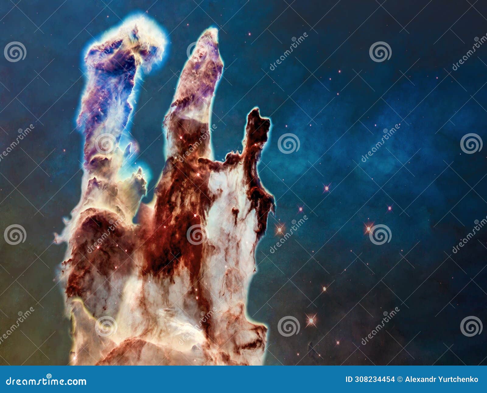Artist Impression of the Eagle Nebulas Pillars of Creation Stock ... Artist Impression of the Eagle Nebulas Pillars of Creation Stock ...