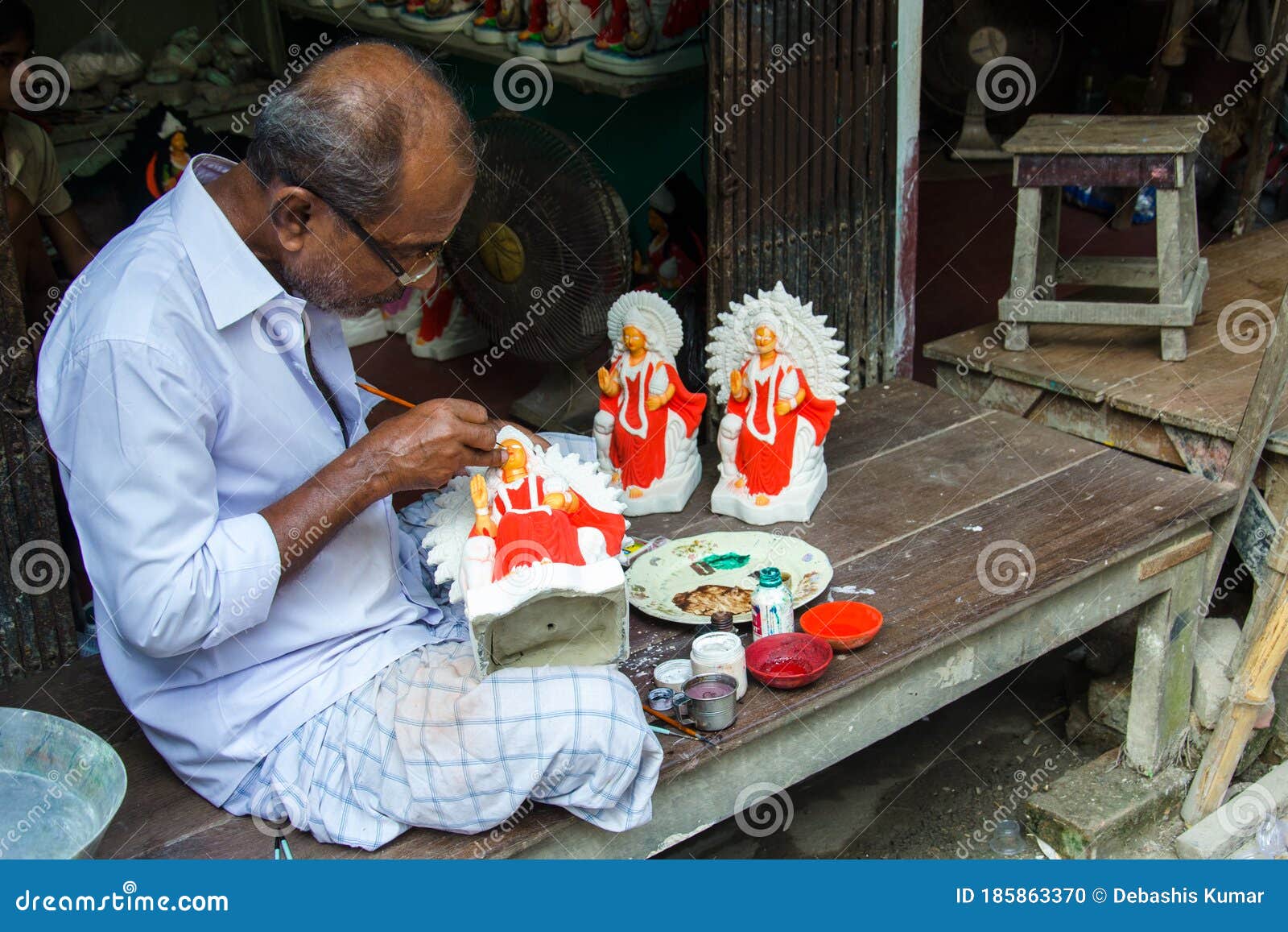 An Artist at Intense Work at His Workplace. Editorial Image - Image of ...