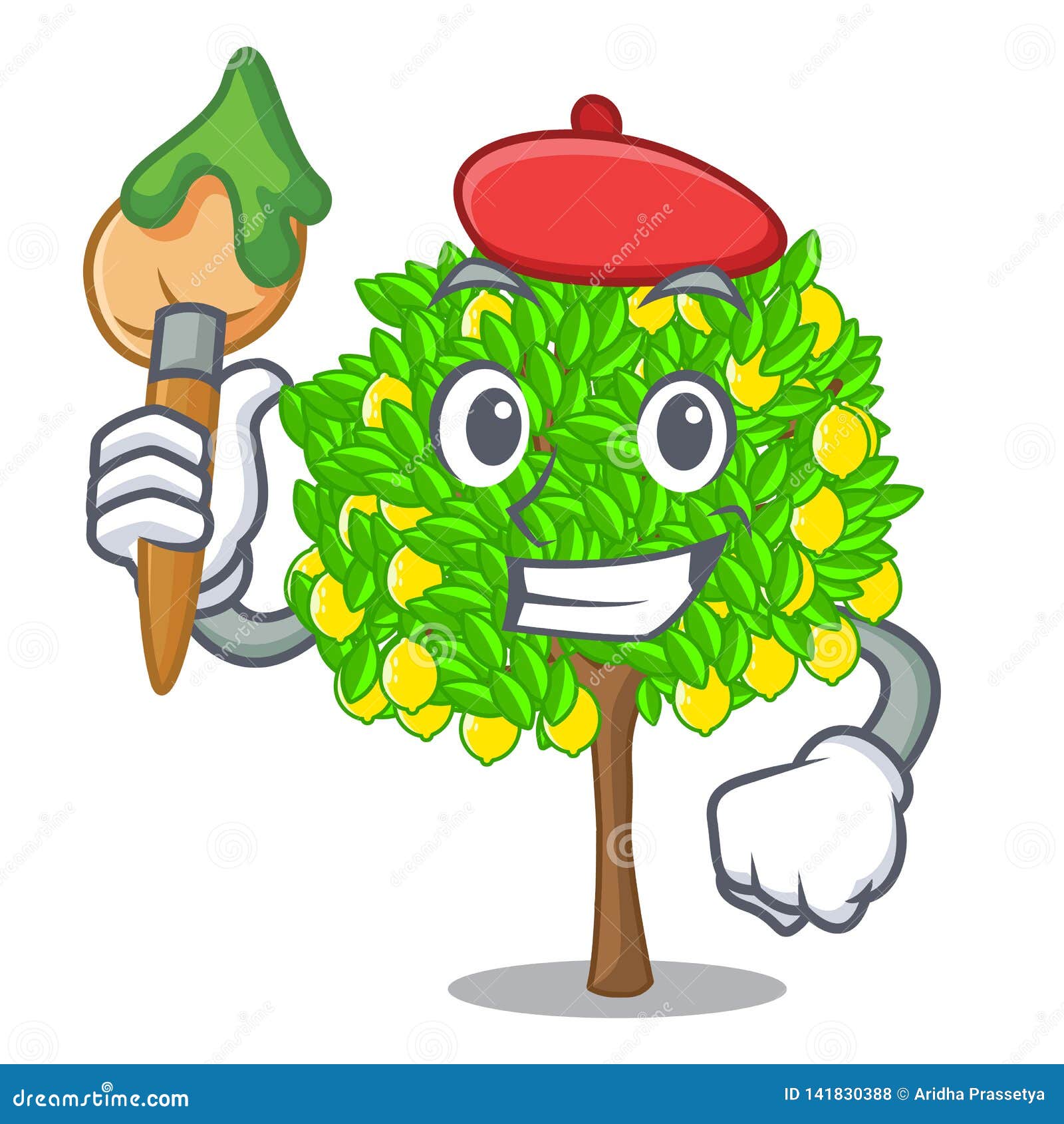 Artist Lemon Tree in the Cartoon Shape Stock Vector - Illustration of ...