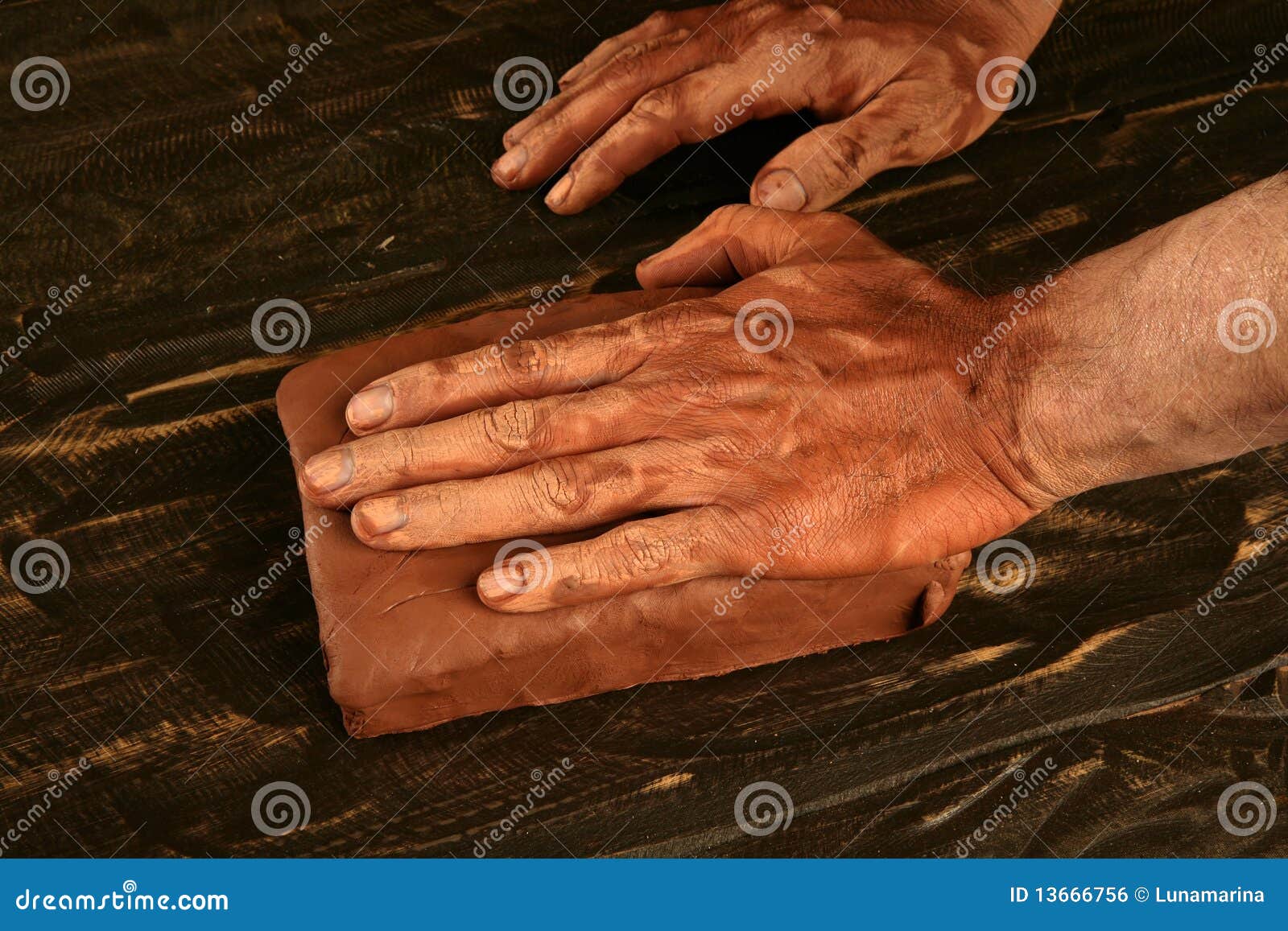 Artist Man Hands Working Red Clay for Handcraft Stock Photo - Image of ...
