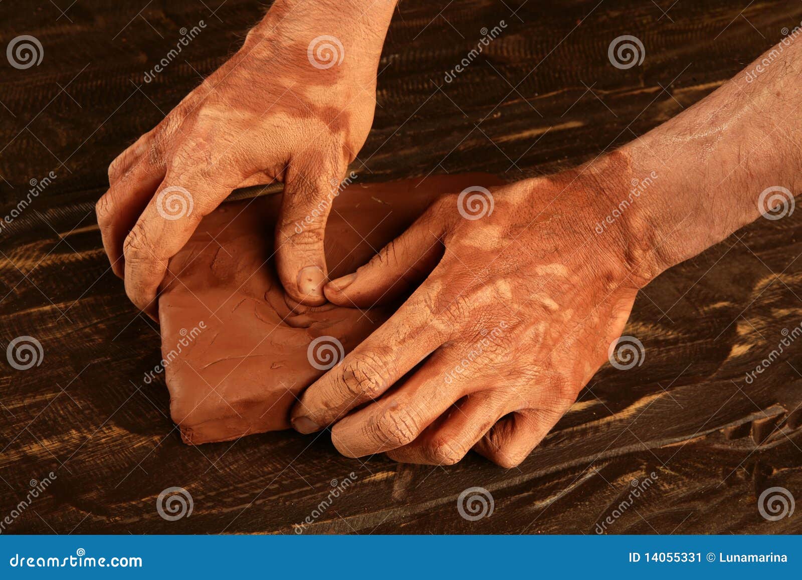 Artist Man Hands Working Red Clay for Handcraft Stock Image - Image of ...