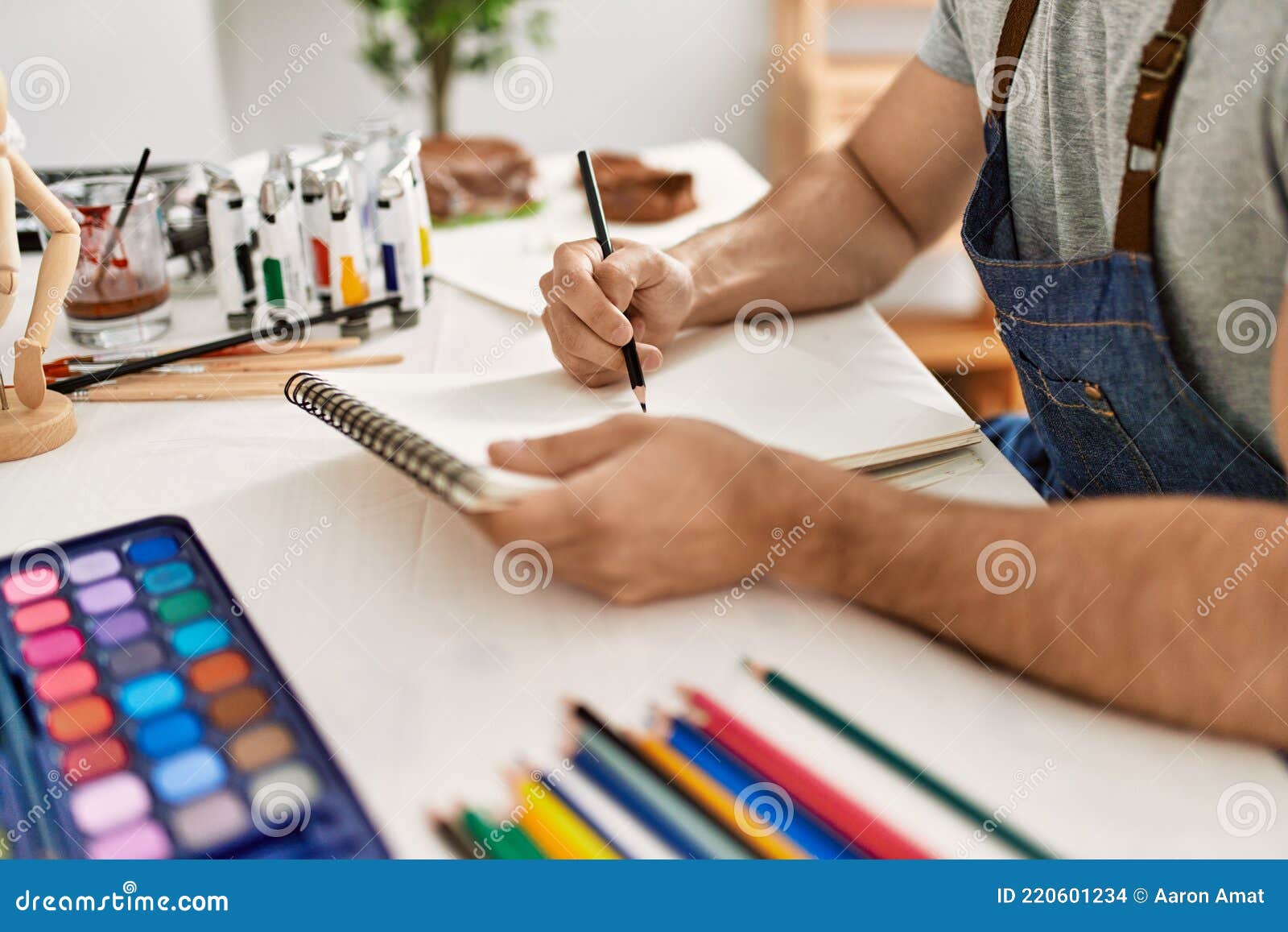 Artist Man Painting at Art Studio Stock Photo - Image of adult, brush ...