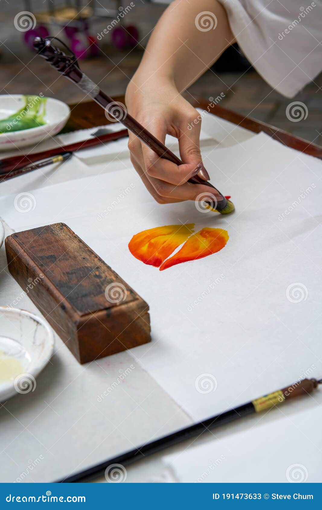 An Artist Painter is Creating Traditional Chinese Paintings Stock Image ...