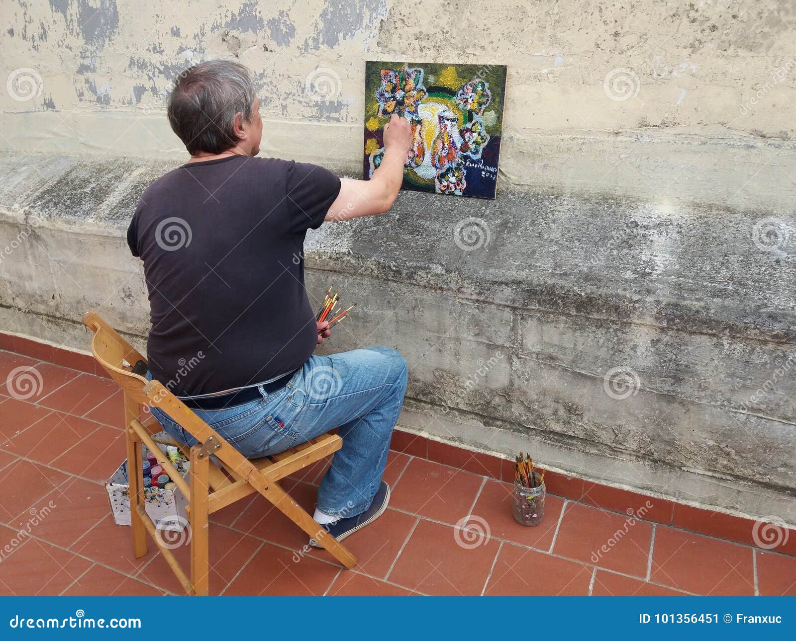 Artist Painter on the Terrace Editorial Photo - Image of close ...