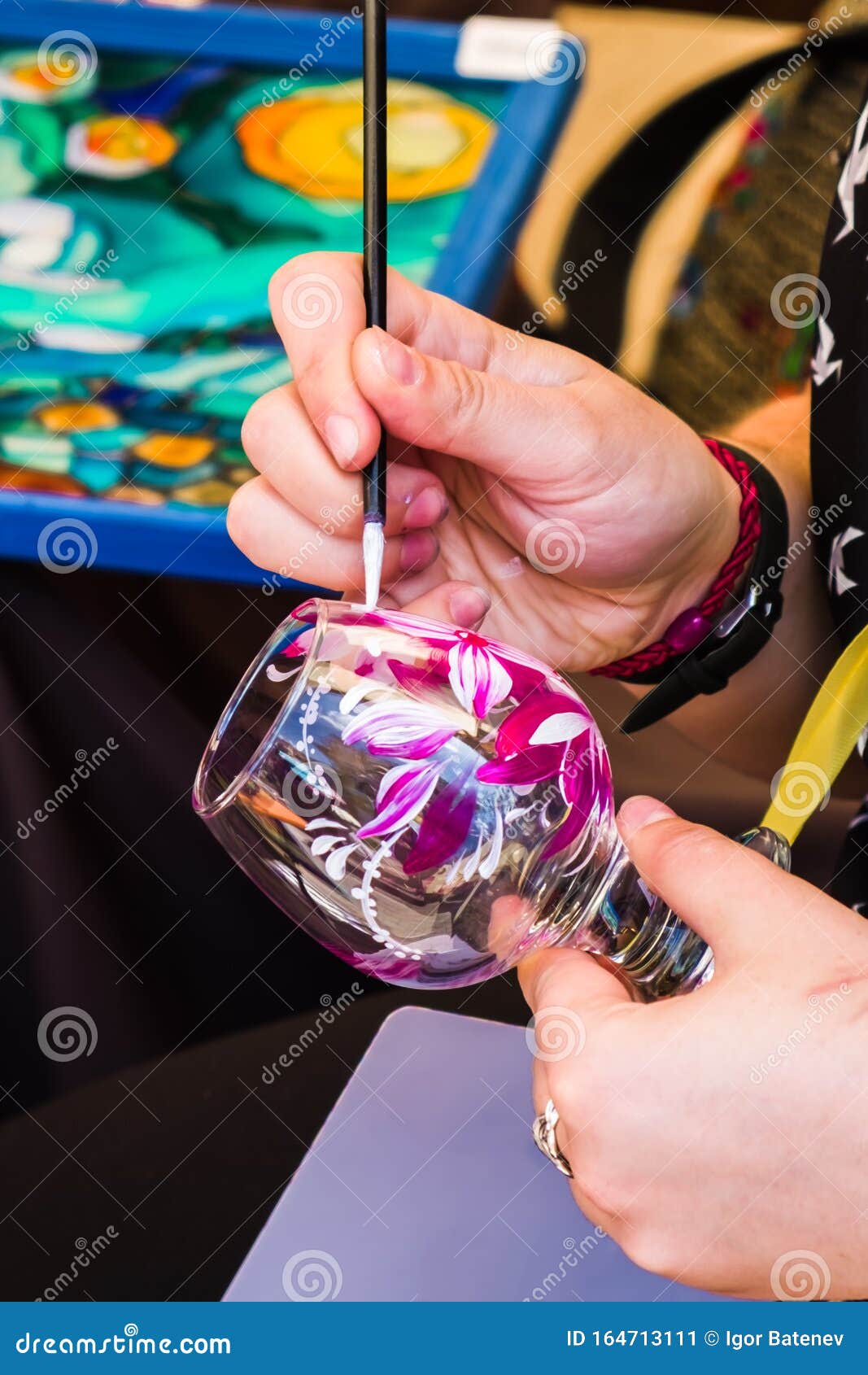 The Artist Paints a Glass Goblet. Stock Image - Image of artwork ...
