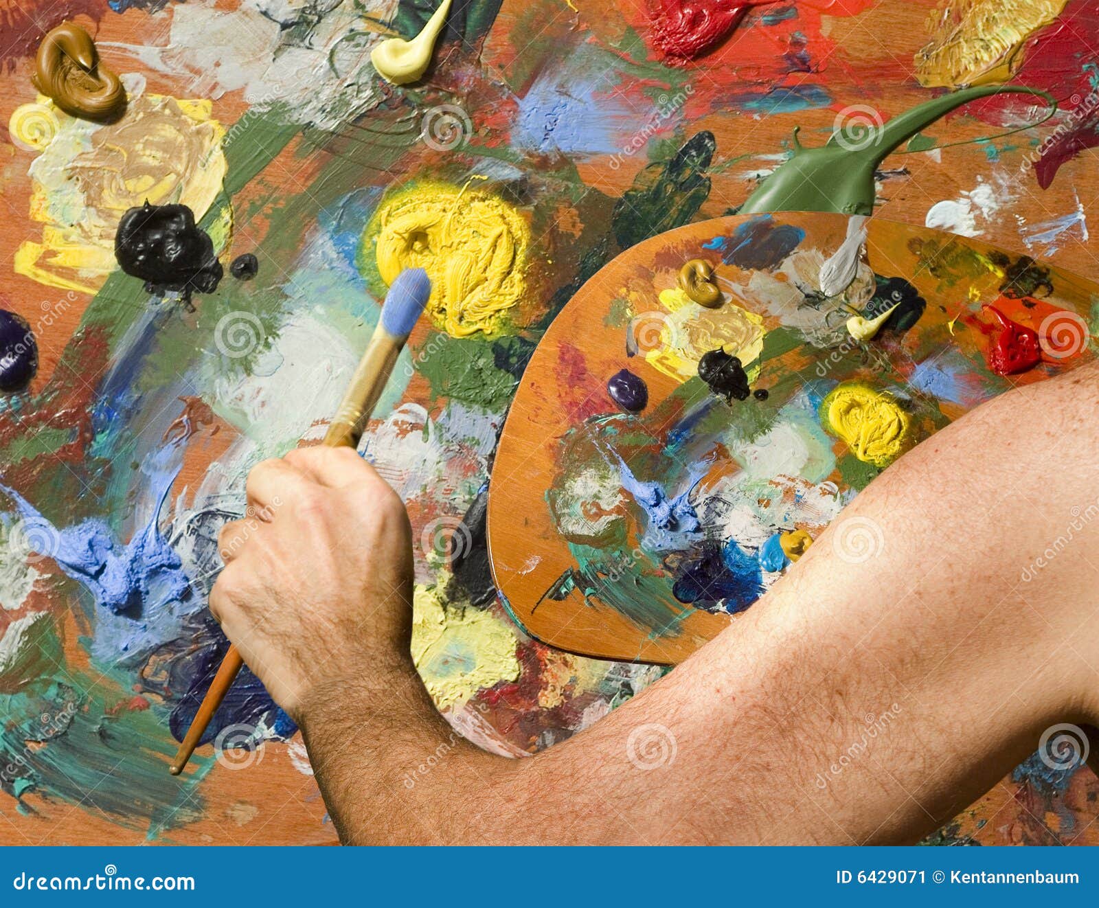 Artist with Palette and Canvas Stock Image - Image of copy, copying ...