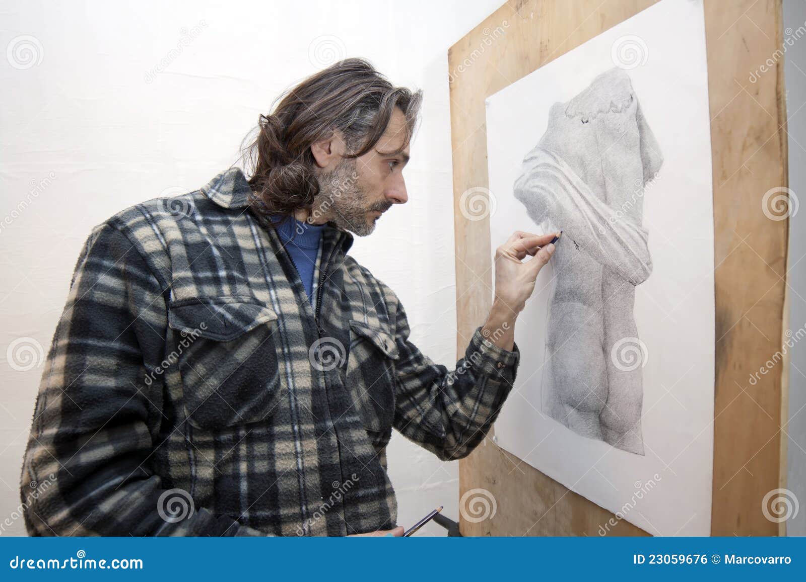 Artist with pencil stock photo. Image of artist, draw - 23059676