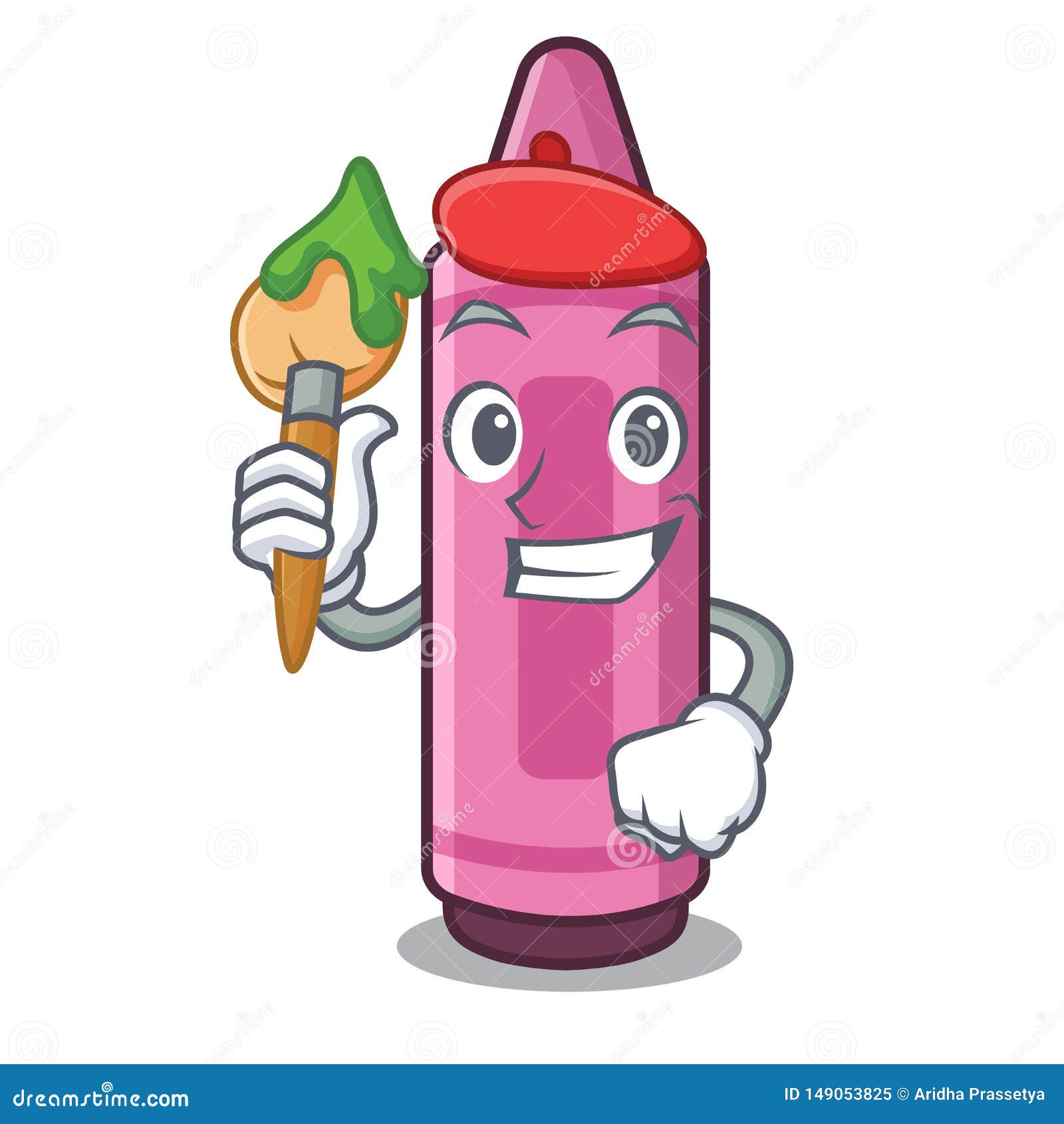 Artist Pink Crayon Isolated in the Mascot Stock Vector - Illustration ...