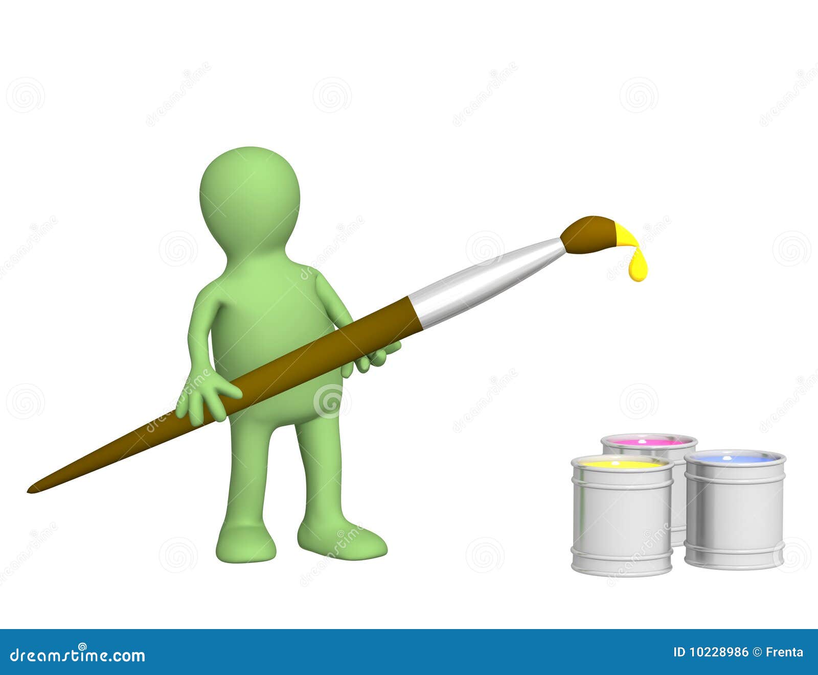 Artist Puppet with a Brush and Paints Stock Illustration - Illustration ...