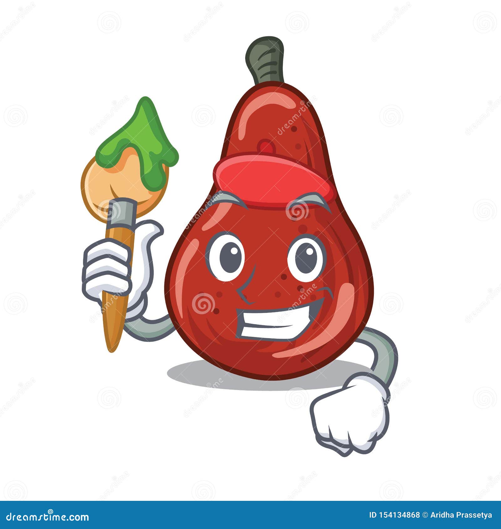 Artist Red Pears in the Character Shape Stock Vector - Illustration of ...