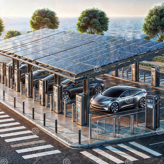 Electric Dream: Solar Charging Station Art, Generative Ai Stock ... Electric Dream: Solar Charging Station Art, Generative Ai Stock ...