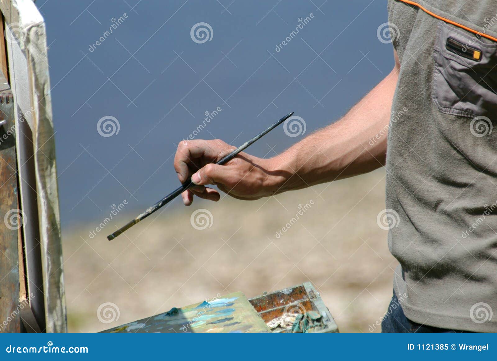 Artist s Hand with a Brush stock image. Image of outdoor - 1121385