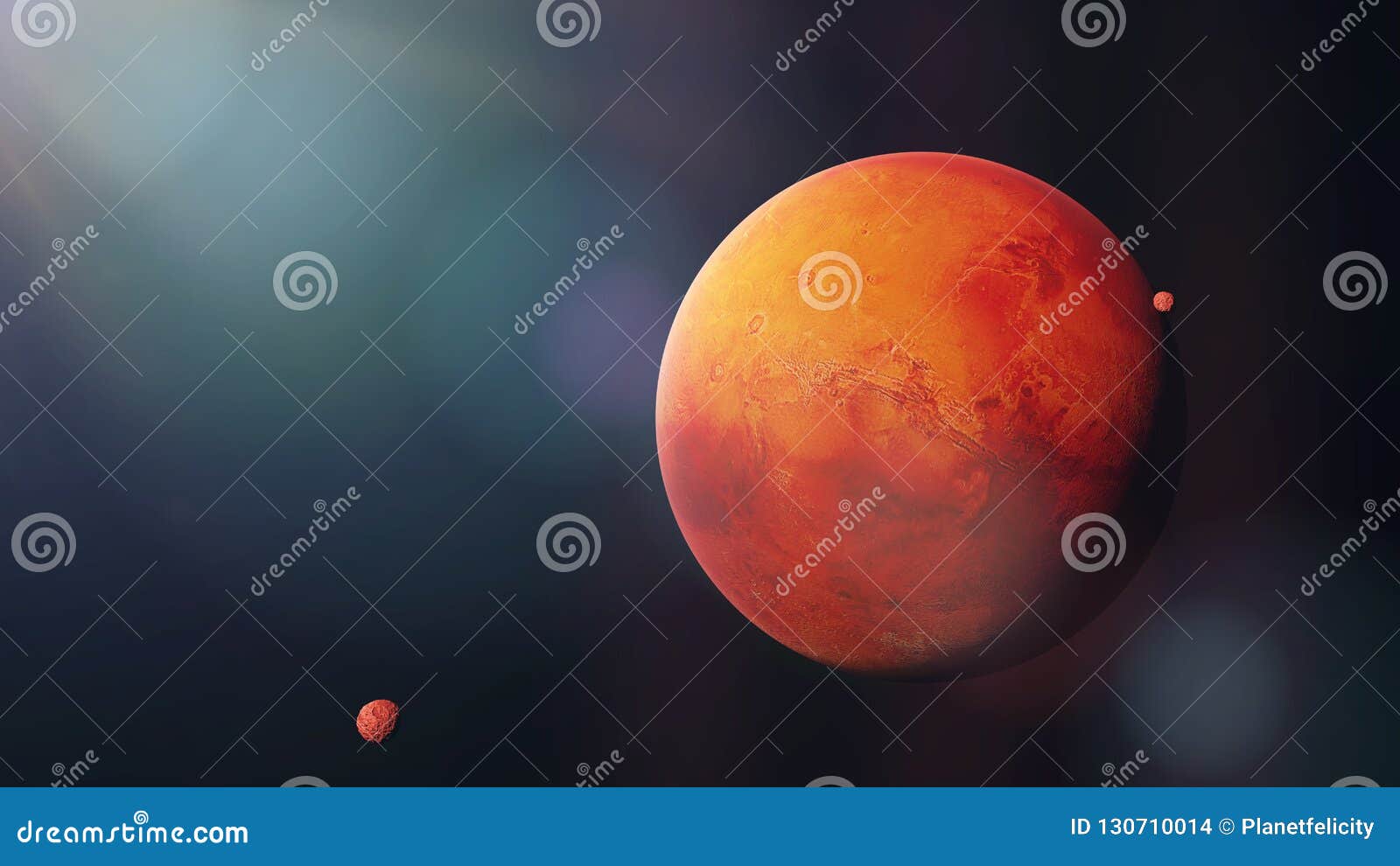 The Red Planet Mars With It Moons Phobos And Deimos, Part Of The Solar ...