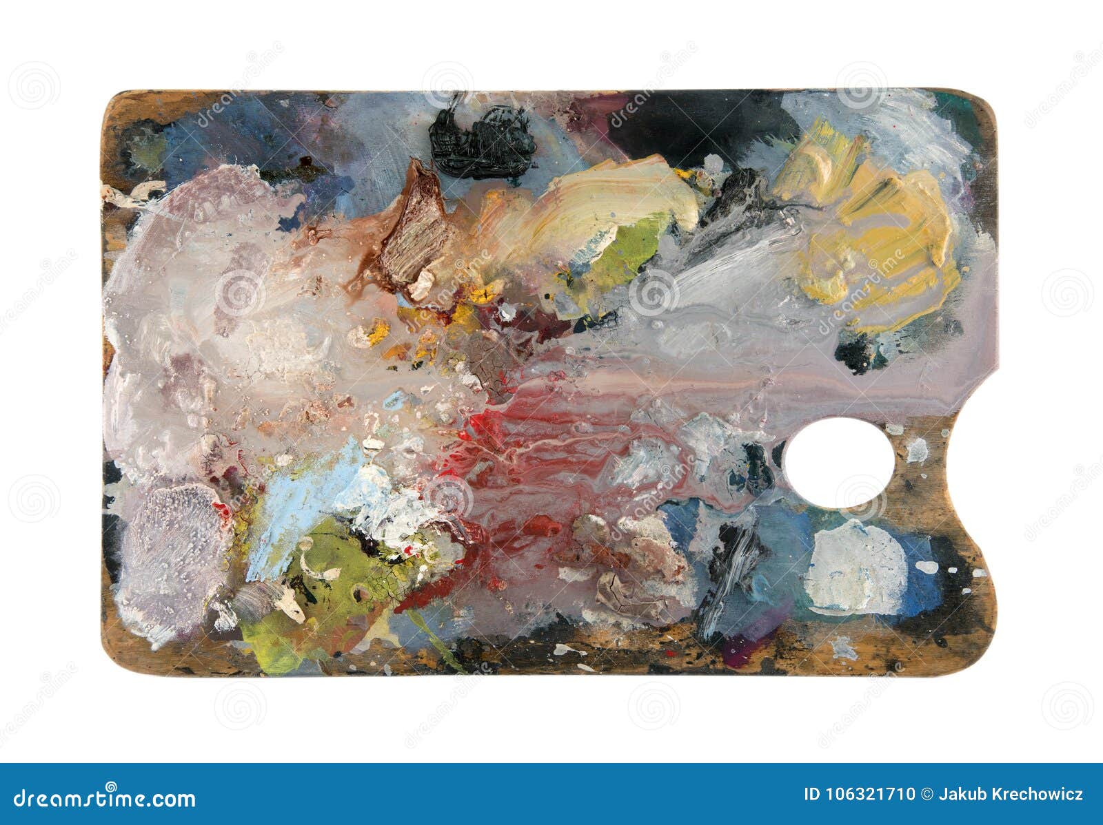 Artist`s Palette With Multiple Colors Isolated On White Background ...