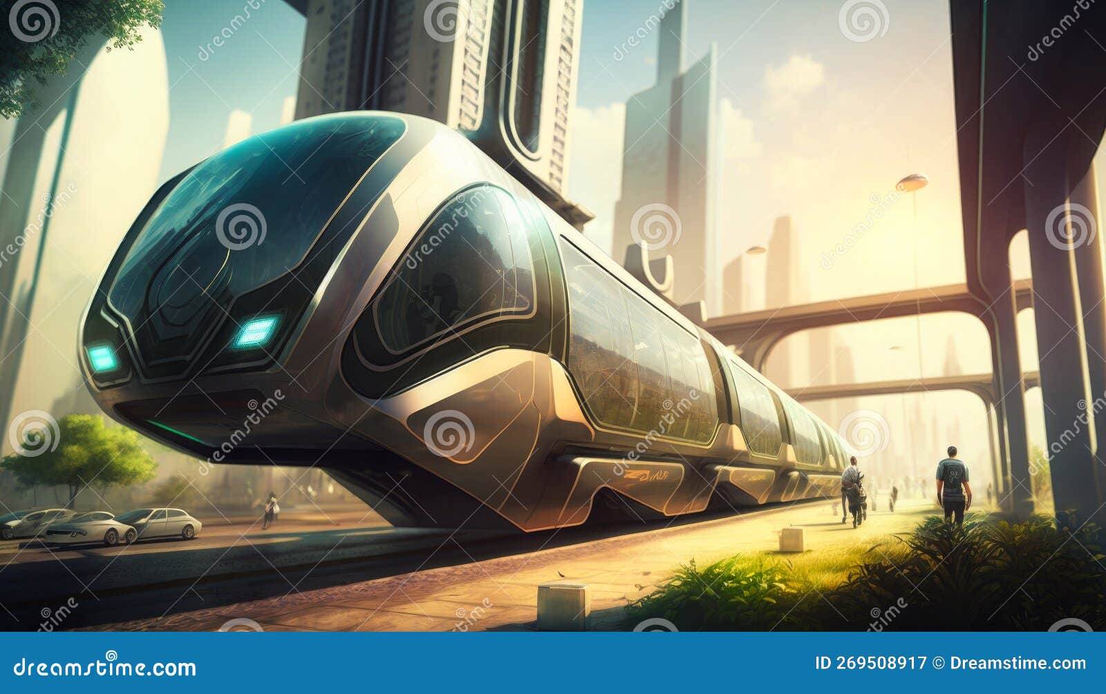 An Artist& X27;s Rendering of Futuristic Train. Generative AI Stock ...
