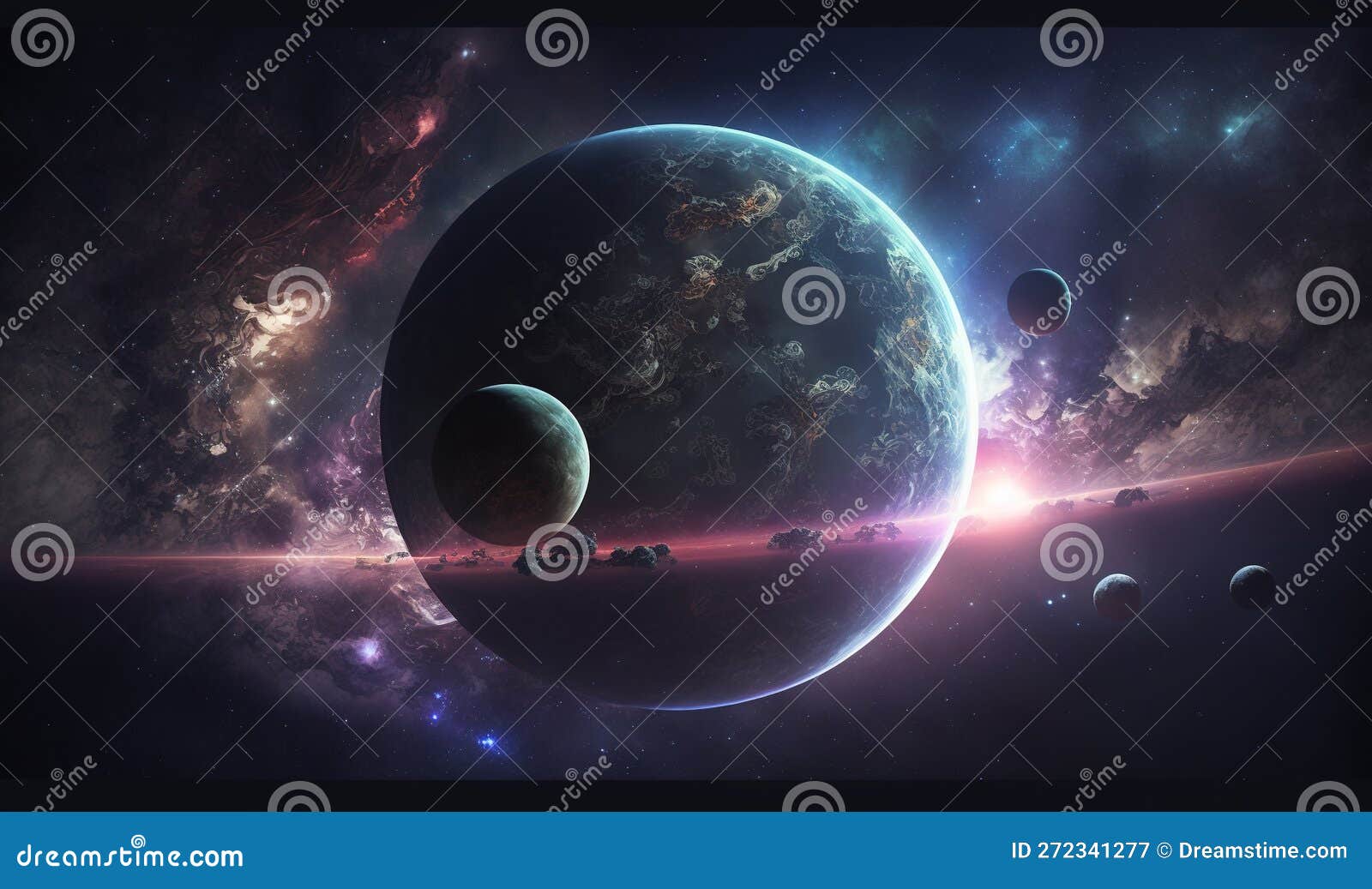 An Artist S Rendering of Planets in the Outer Space Stock Illustration ...