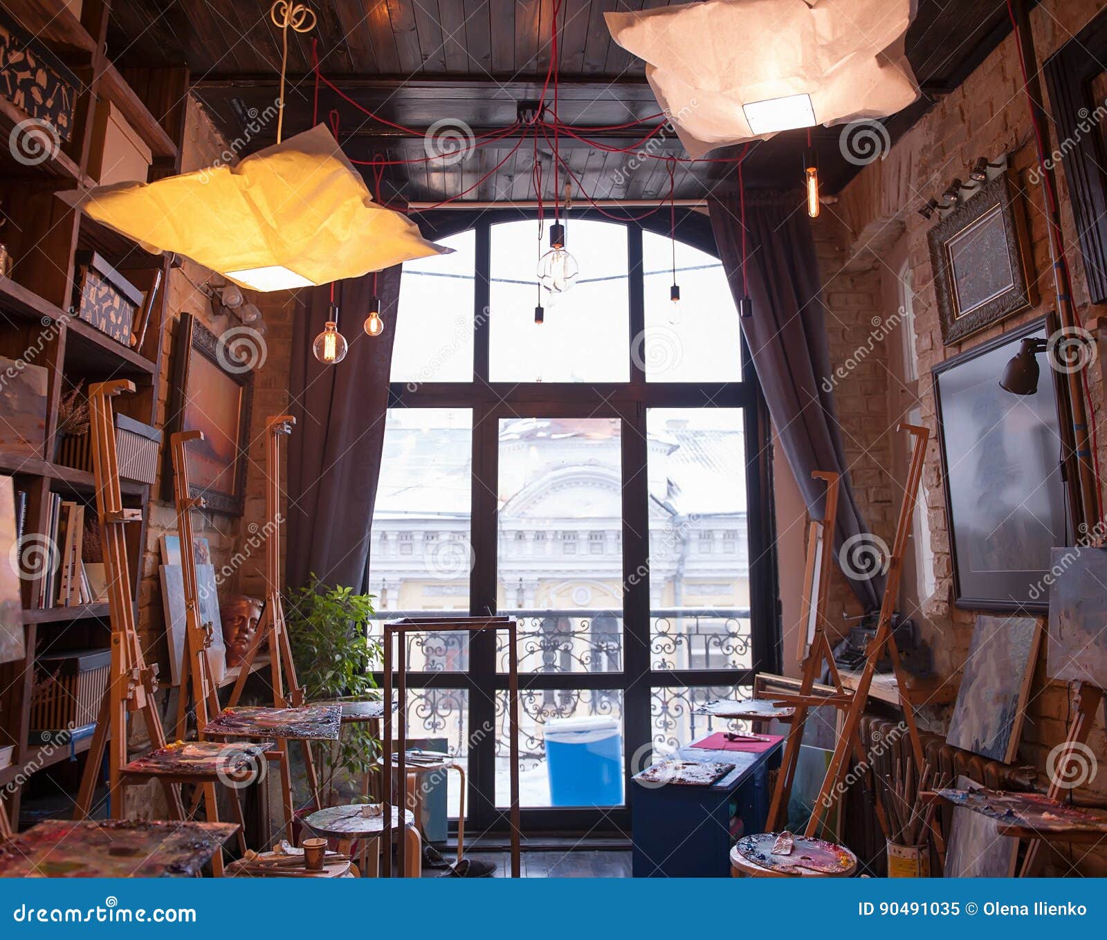 Artist`s studio interior stock image. Image of artistic - 90491035