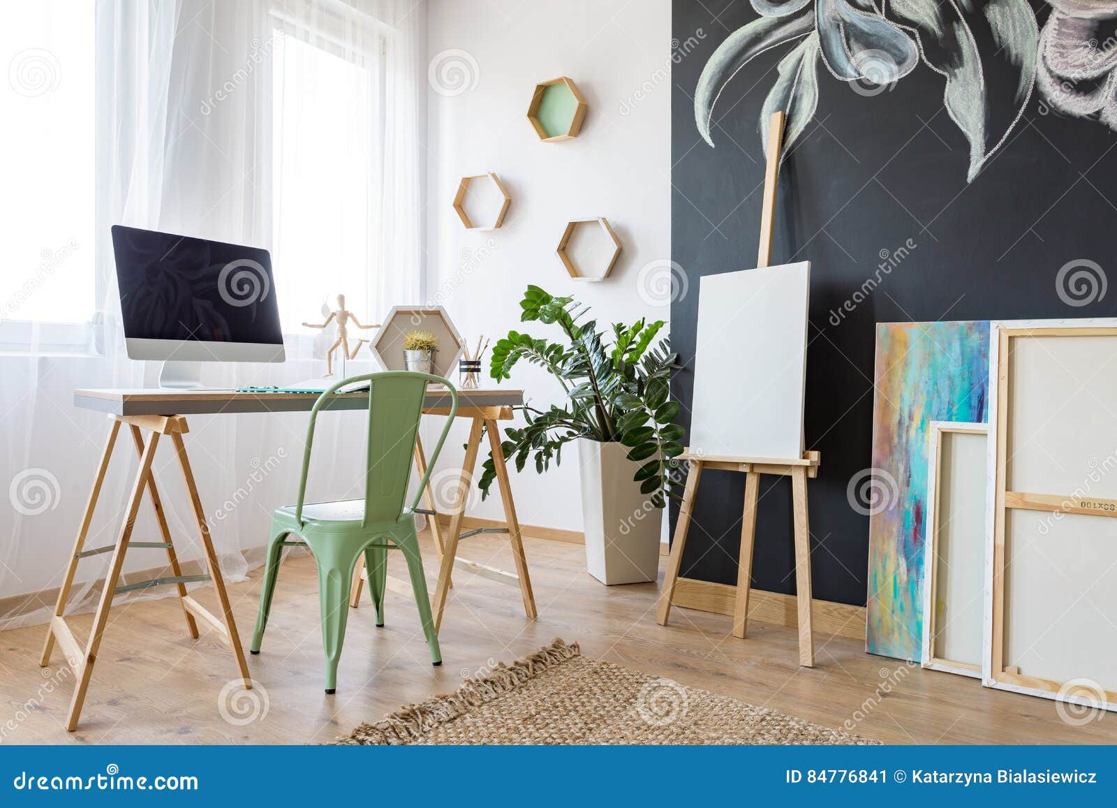 Artist`s study room stock image. Image of cozy, interior - 84776841