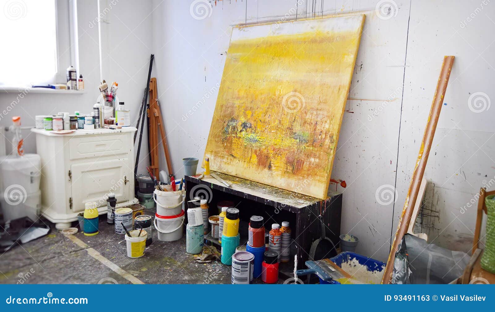 Artist s workshop stock image. Image of assortment, tools - 93491163
