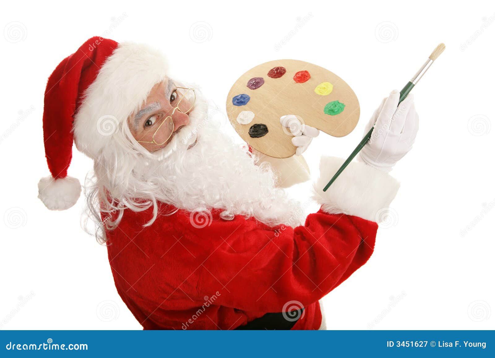 Artist Santa Paints stock image. Image of colorful, fictional - 3451627