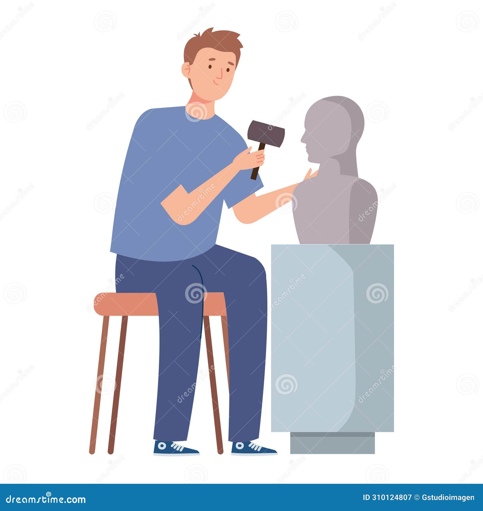 Artist sculptor man stock illustration. Illustration of working - 310124807