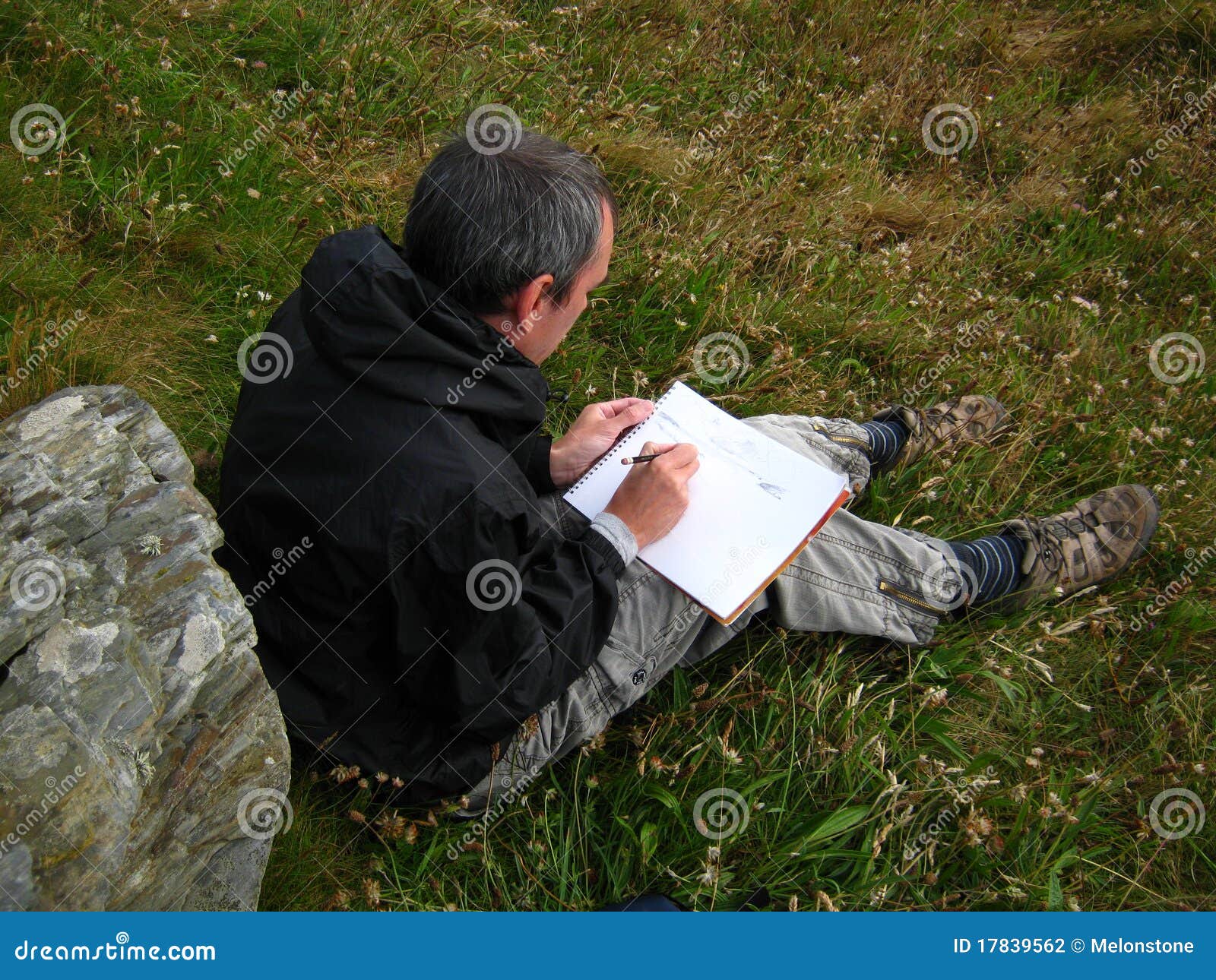 Artist sketching stock photo. Image of drawing, field - 17839562