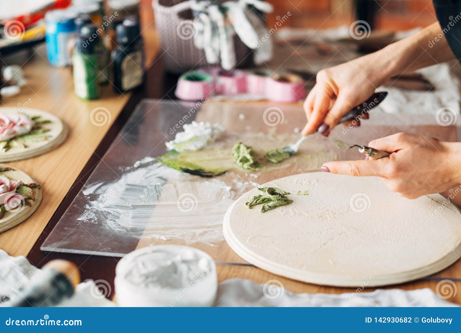 Artist Studio Workplace Ceramic Artwork Handicraft Stock Photo - Image ...