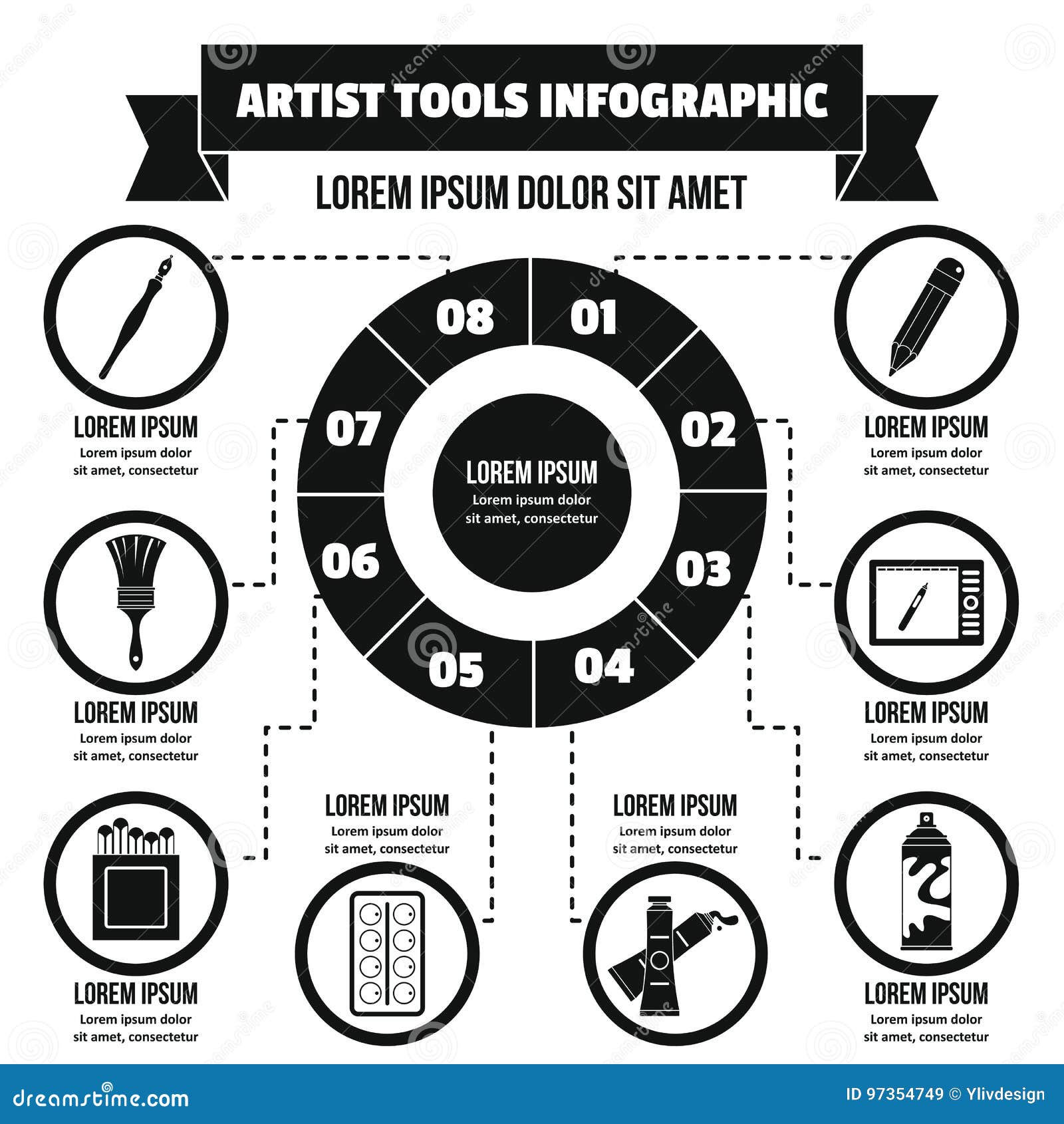 Artist Tool Infographic Concept, Simple Style Stock Vector ...