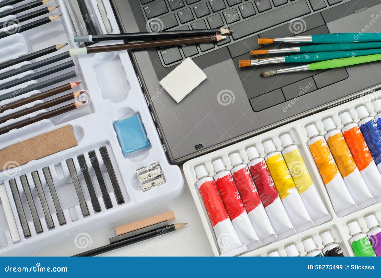Artist Tools and Materials - Image Editing Concept Stock Image - Image ...