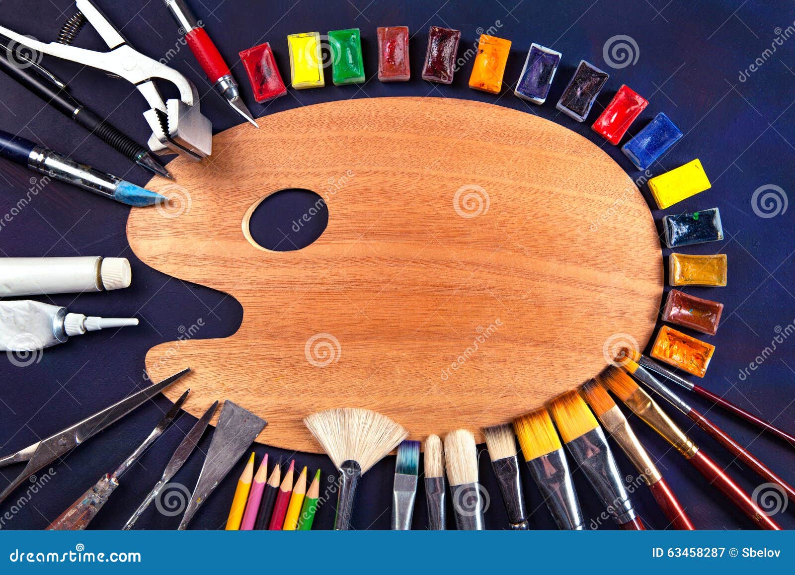 Artist tools stock image. Image of border, background - 63458287