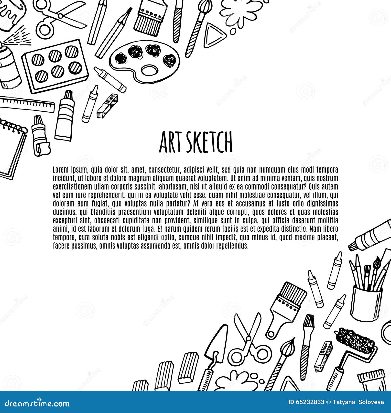 Artist Tools Sketch Hand Drawn Banner Vector Stock Vector ...