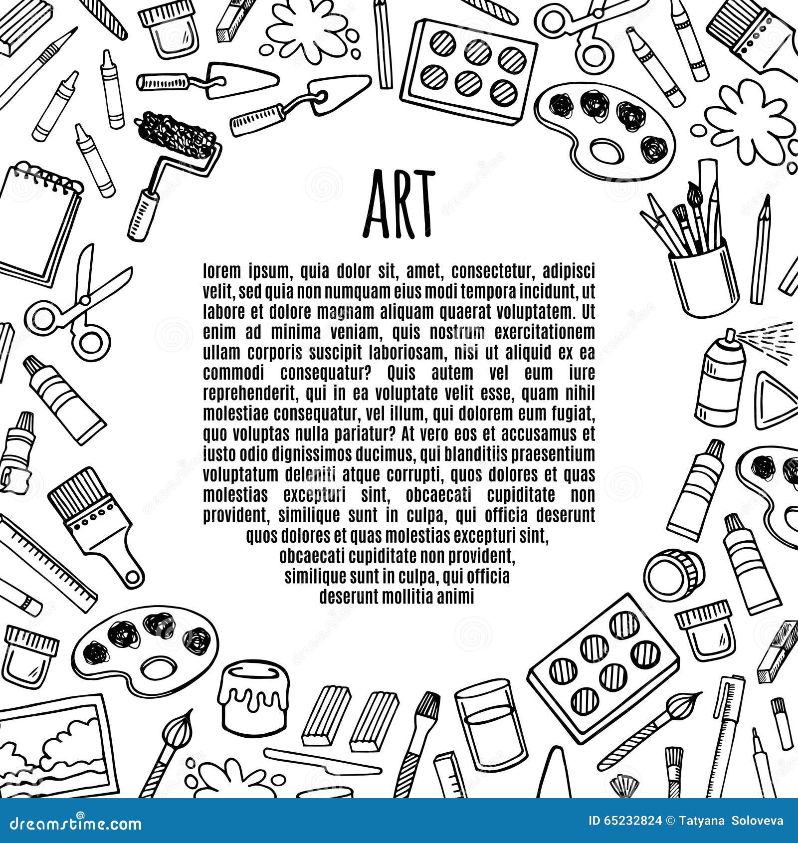 Artist Tools Sketch Hand Drawn Frame Vector. Stock Vector ...