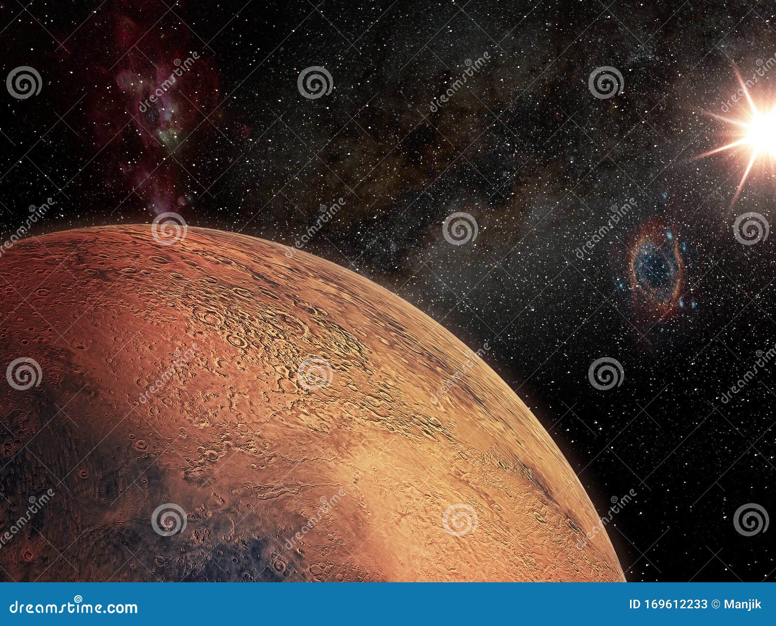 Mars Planet Of The Solar System Watercolor Isolated Illustration On ...