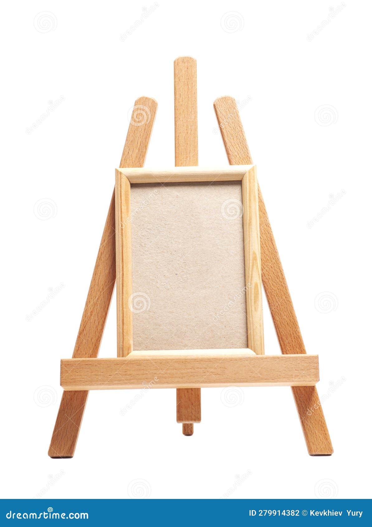 Artist Wooden Easel with a Wooden Blank Frame Isolated on White Stock ...