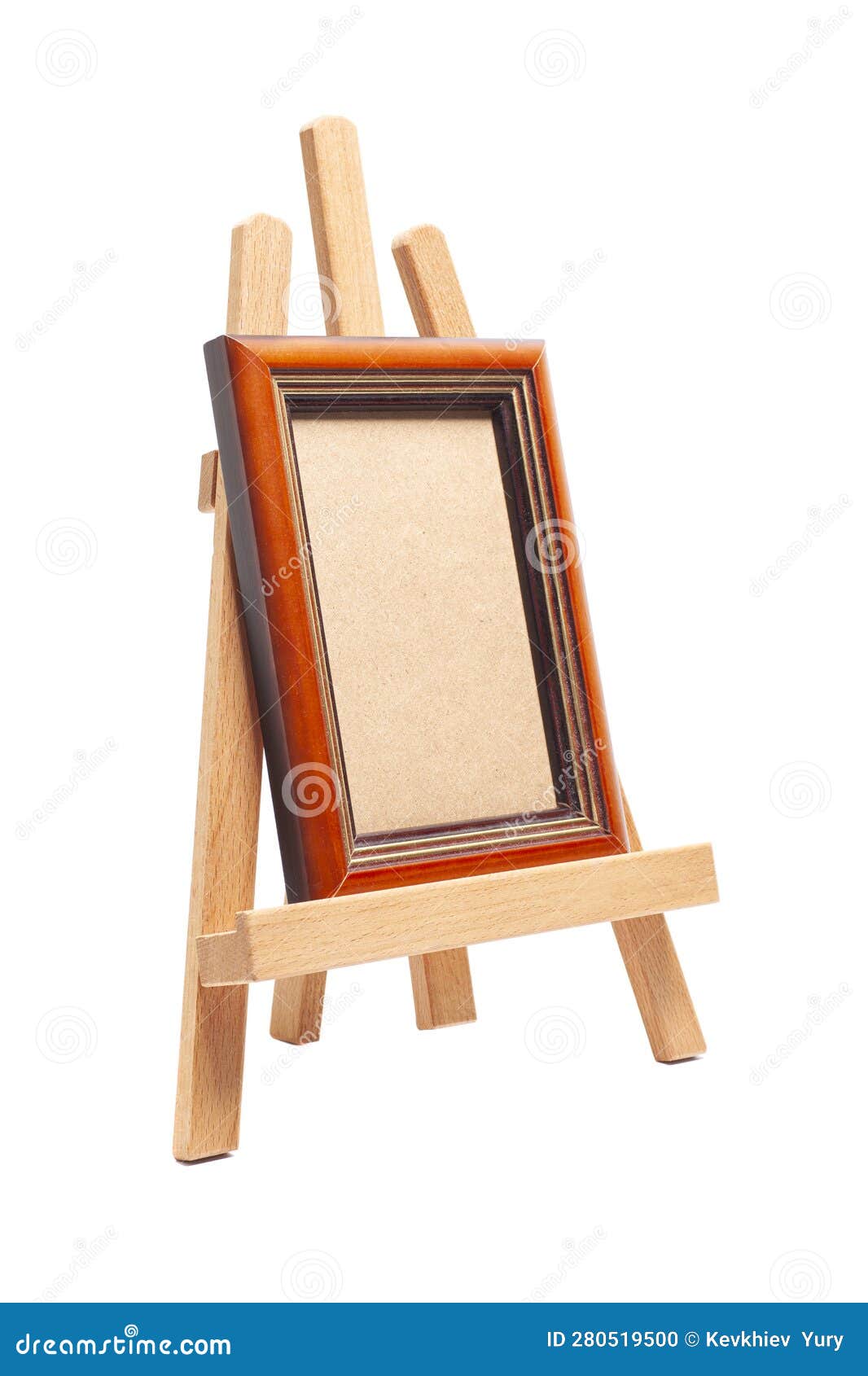 Artist Wooden Easel with a Wooden Blank Frame Isolated on White Stock ...
