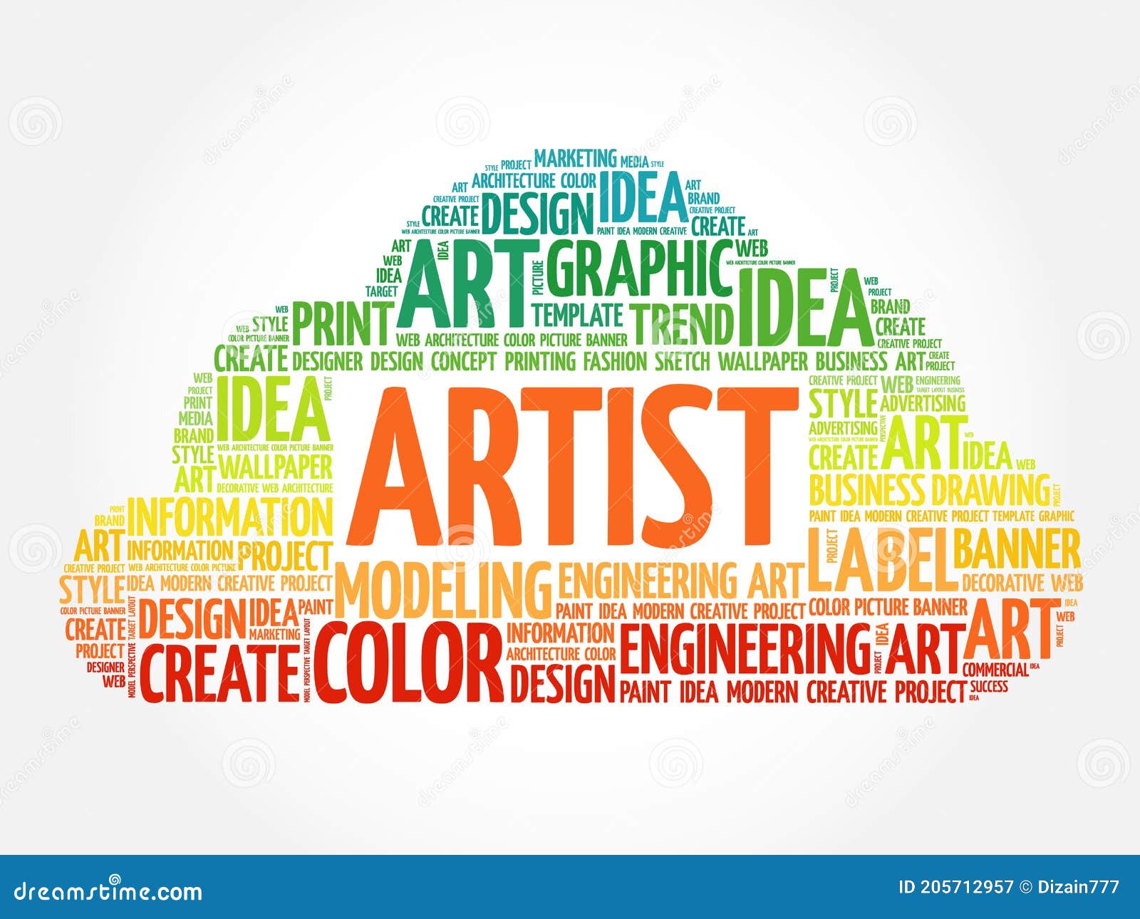 ARTIST word cloud stock illustration. Illustration of sketch - 205712957