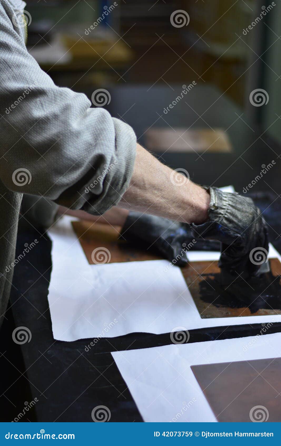 Artist Working with Printing Stock Image - Image of making, repairing ...